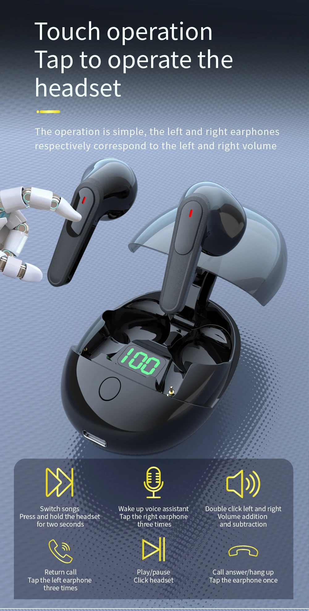 2024 Pro One Tws Wireless Headphones Earphones Bt Touch Control Noise ...