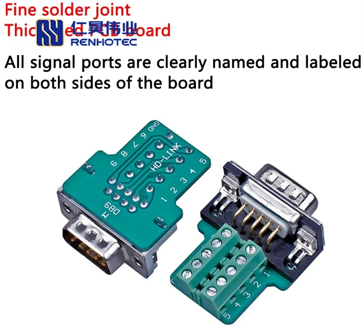 DB9 RS232/485 Connector with 9 Pin D-sub Metal Shell for Wiring, Ideal ...