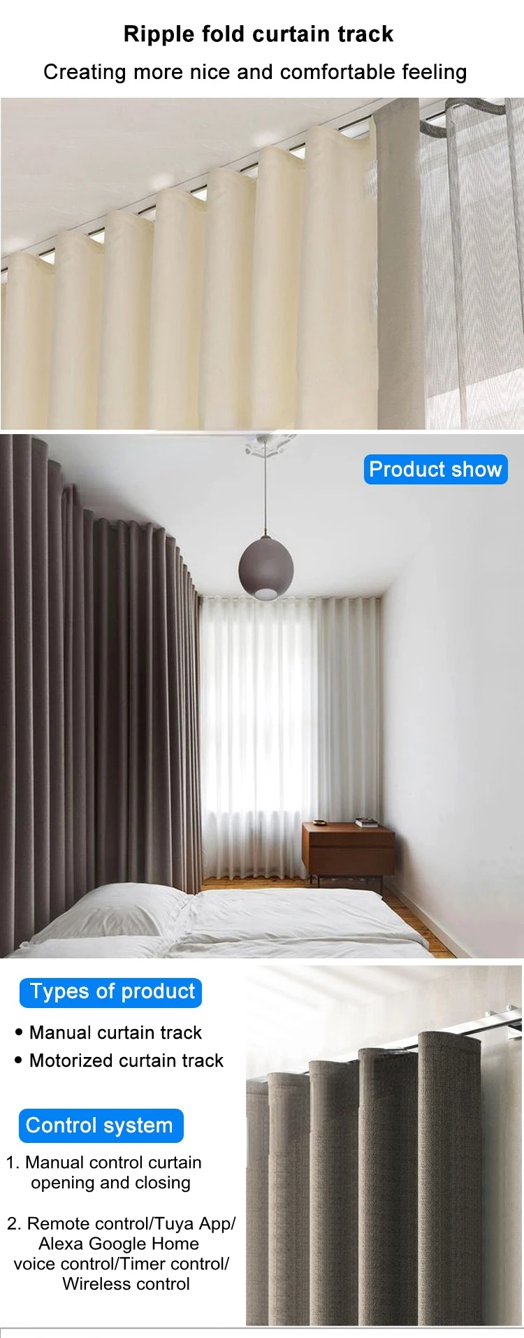 Garden Snake S-Wave Wifi Curtains Track Smart Home Luxury Automation Motorized Curtains Remote ...