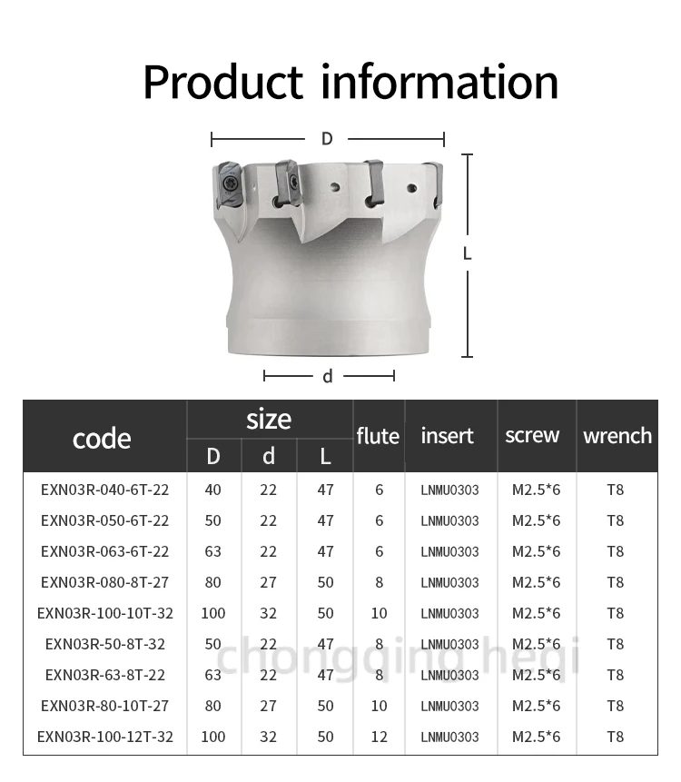 LNMU Insert Milling Cutter Disc LNMU0303 Face Mill Cutters EXN03R-63-8T ...