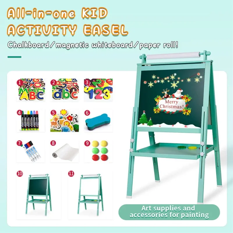 Wooden Adjustable Double Sided Drawing Board Whiteboard & Chalkboard ...