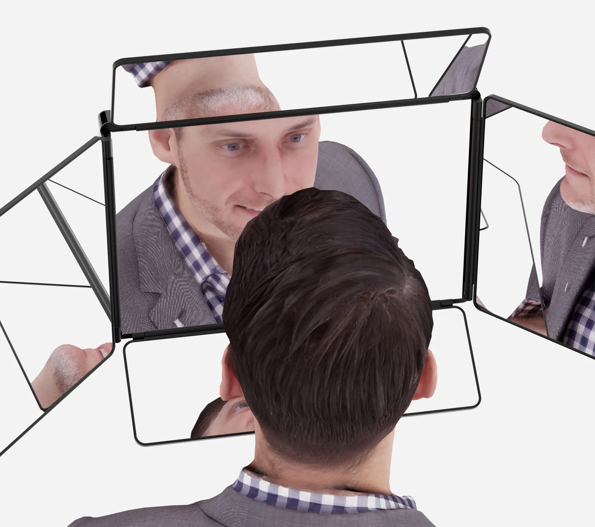 3 Fold Adjustable Makeup Mirror - 360 Degree Rotating Head