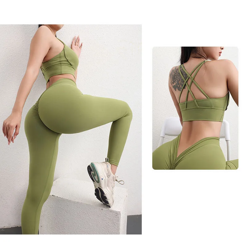 Seamless Sexy Deep V Shape Back Scrunch Butt Tight Booty Lifting Ribbed Fitness Yoga Sport Wear ...