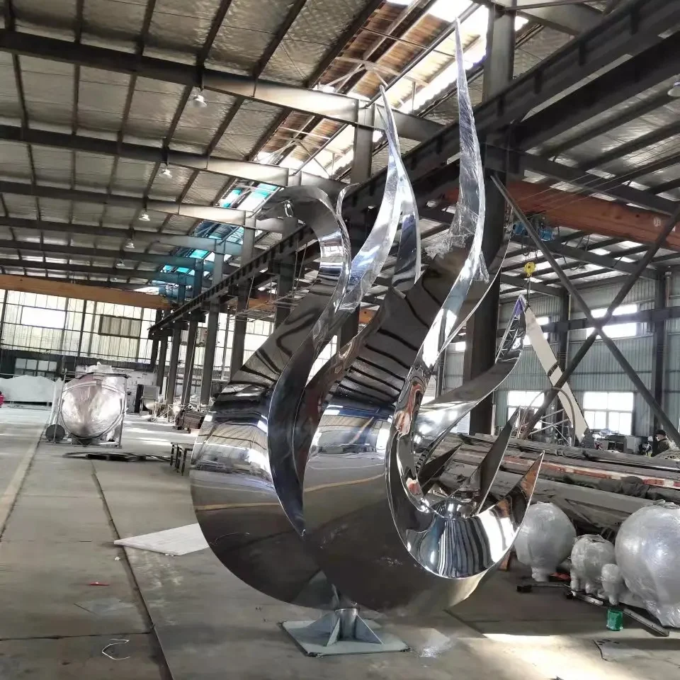 Contemporary Metal Art Angel Swan Statue Large Mirror Polished ...