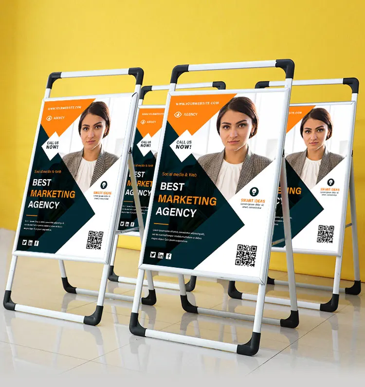 Popular Promotional Reusable a Frame Display Stand Shop Displays Metal ...