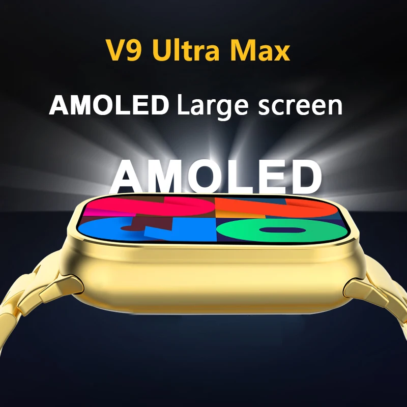 24k Gold Smart Watch Ultra Gold With Metal Strap V9 Ultra Max Health ...
