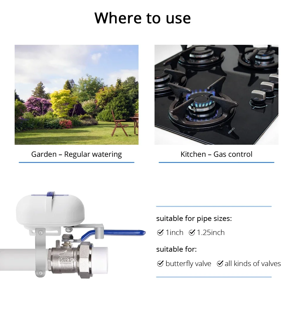 Tuya Smart Zigbee Water Gas Pipeline Remote Valve Controller Shut Off ...