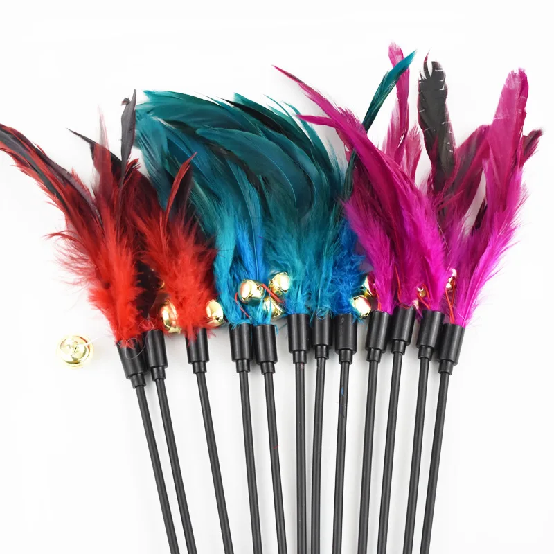60 65cm Durable Interactive Feather Rod Pheasant Hair Colorful Long ...