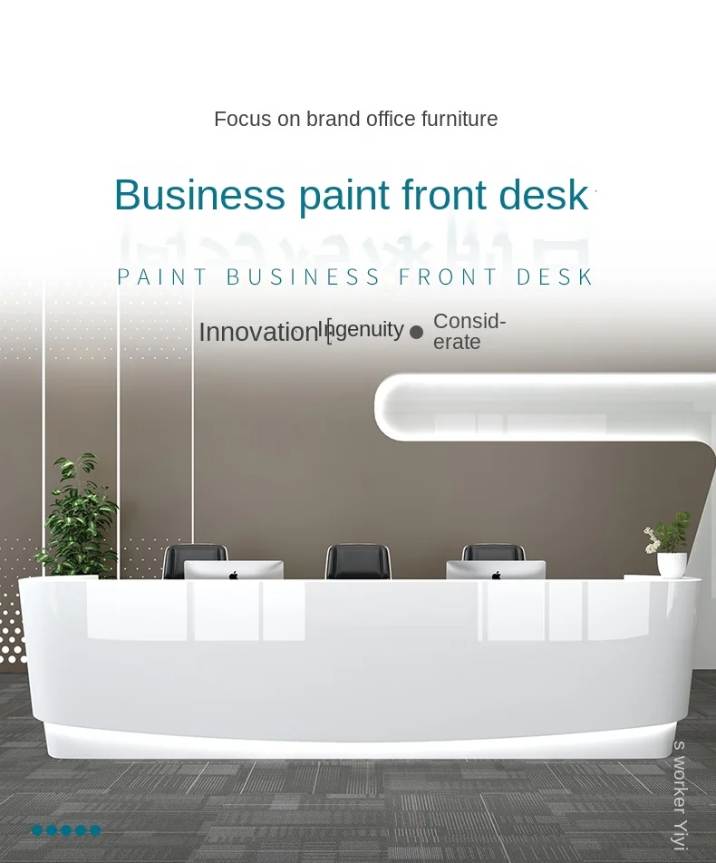 QTZ02 Hotel Reception Counter Office Desk New Round Modern Custom LED ...