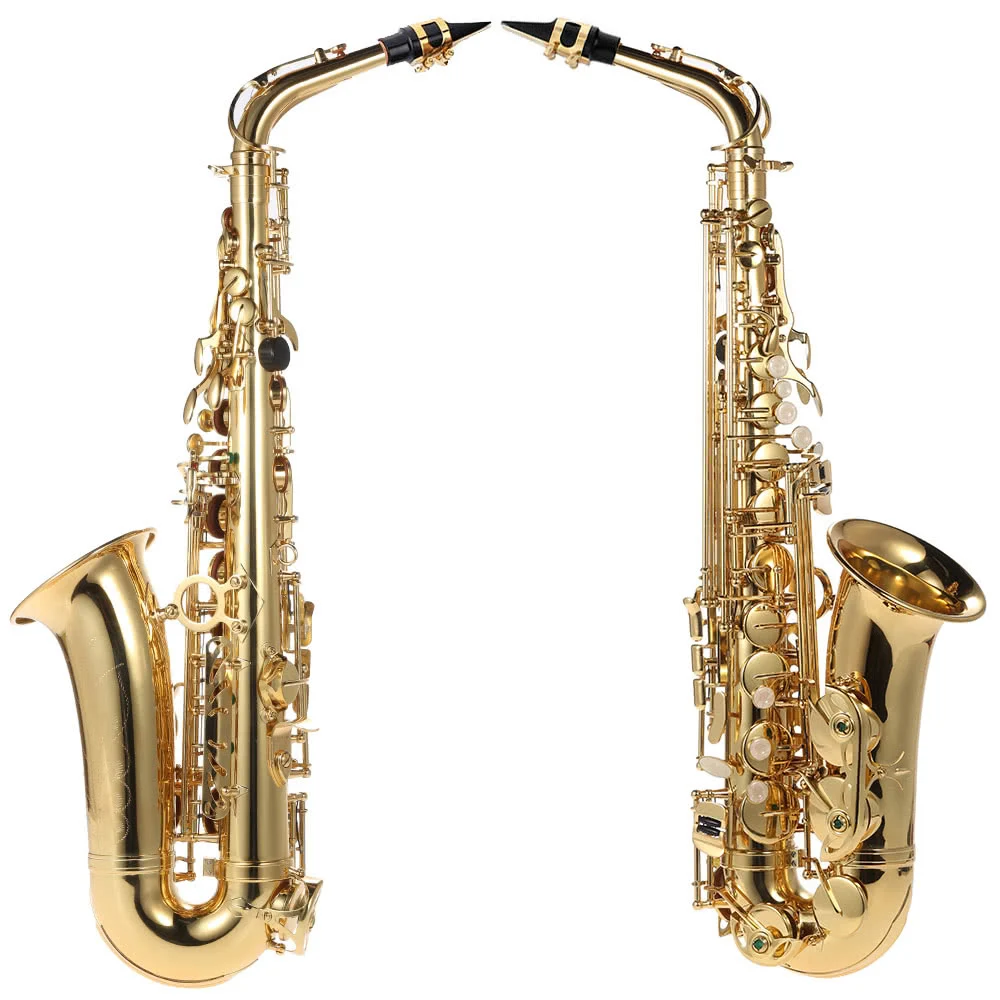 Eb Alto Saxophone Brass Lacquered Gold with Cleaning Brush Cloth Strap ...