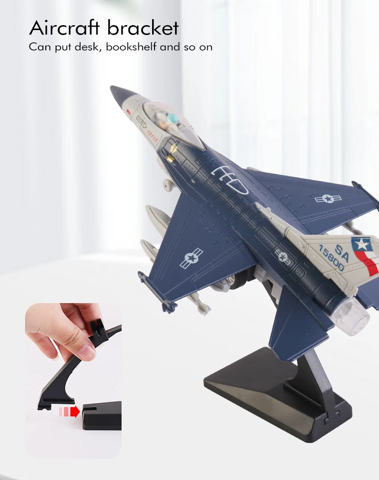 F16 Diecast Toy - Military Fighter Jet with Light & Music