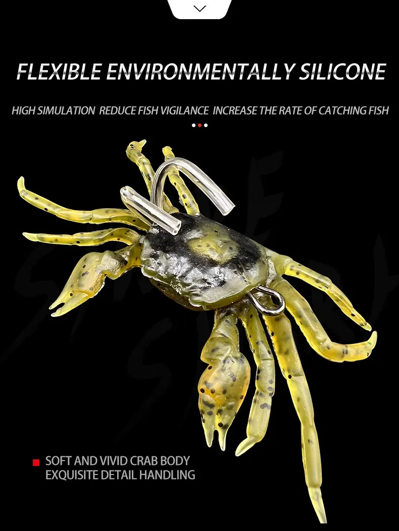 Shareshark 10cm Crab Lure3D Simulation Crab Bait With Hook Sea Fishing ...