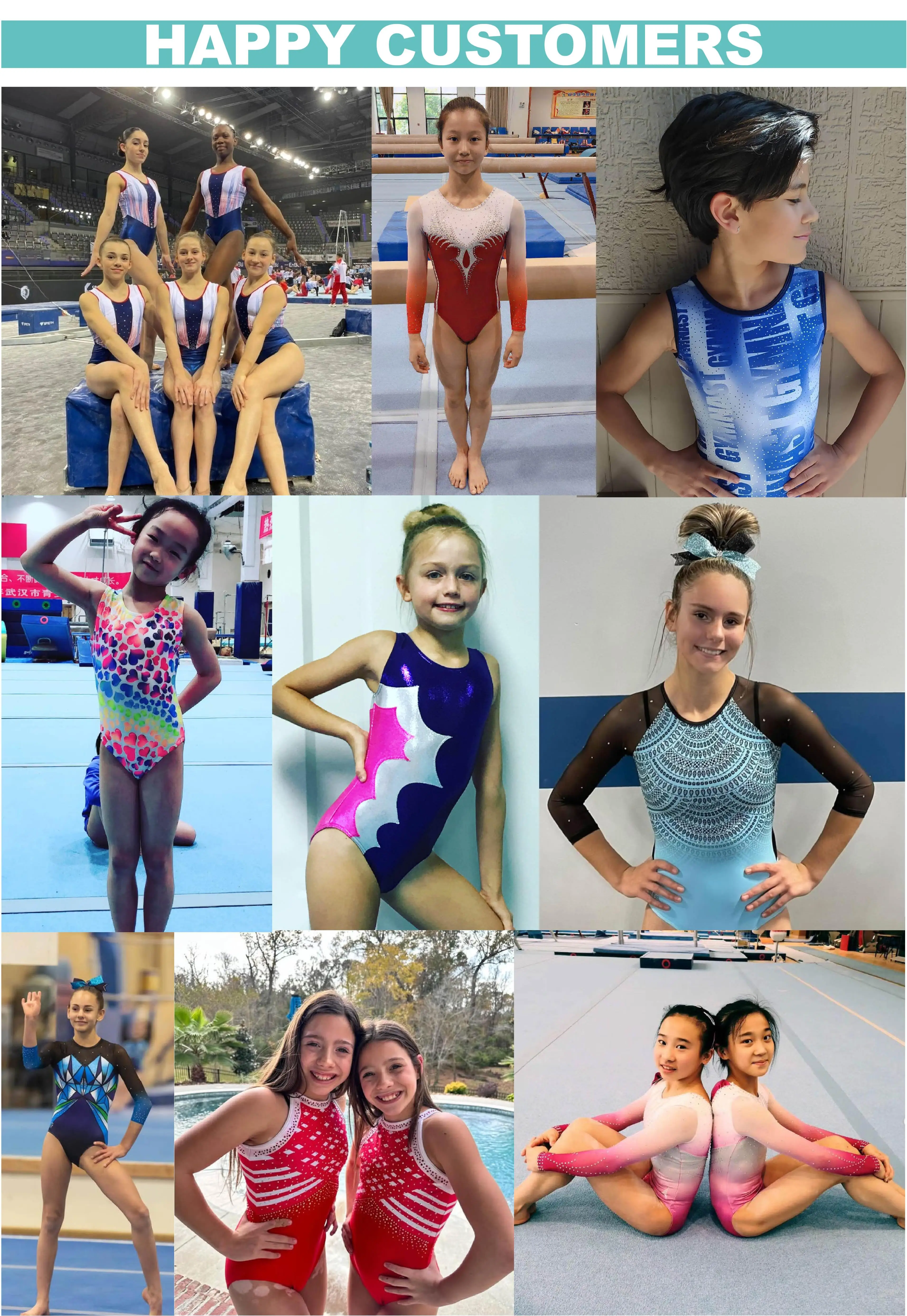 Elegant Girls Gymnastics Training Leotard with Rhinestones