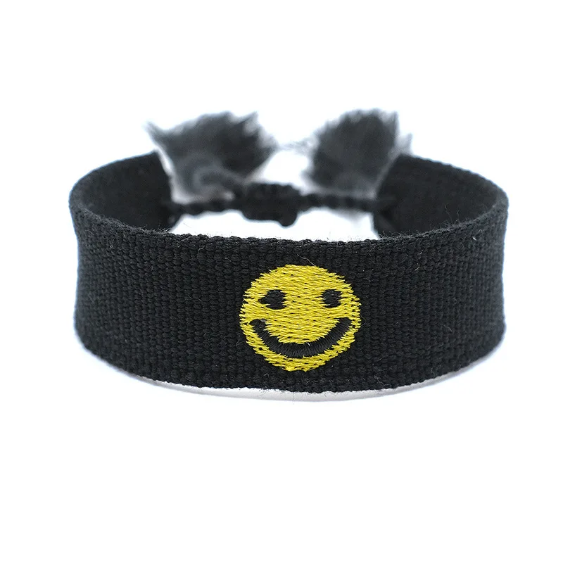 Creative Smiley Face Logo Embroidery Bracelet Fashion Braided ...