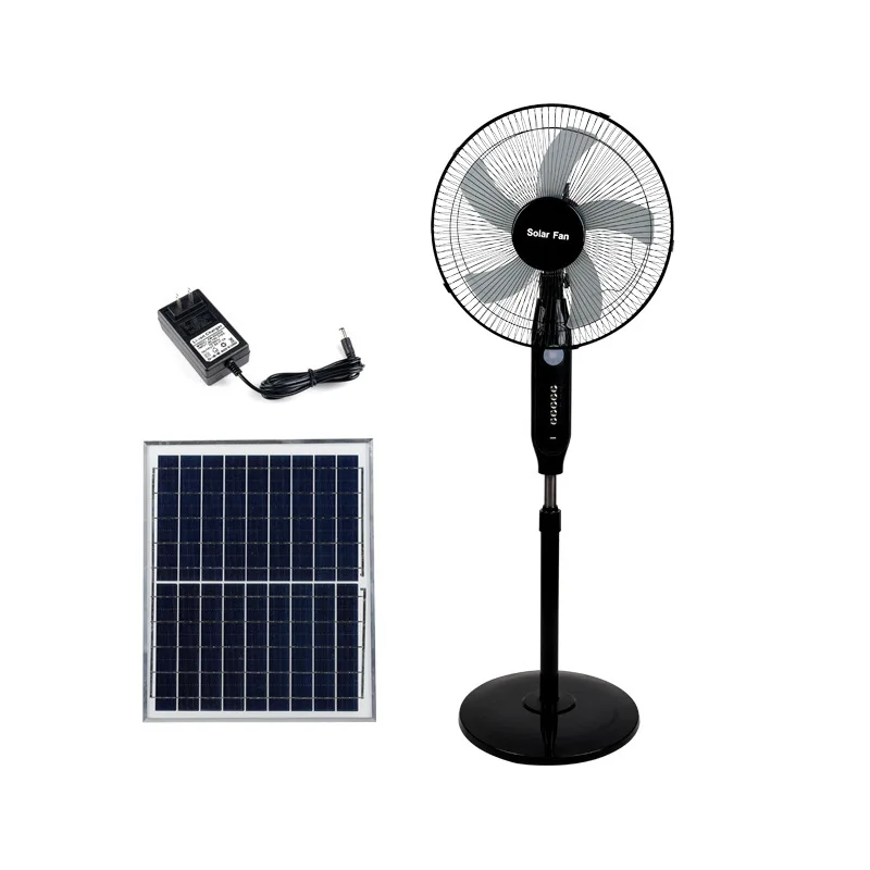 16 Inch Solar Ac Dc 12v With Led Light 5 Blade Rechargeable Solar Stand ...