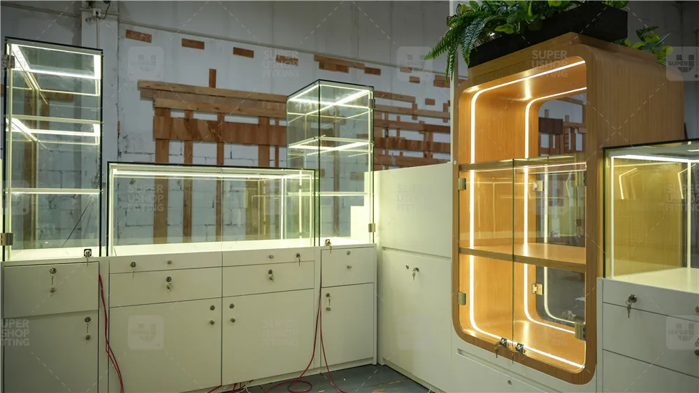Customized Wooden Mineral Store Showcase Kiosk Design 3D Crystal Mall ...