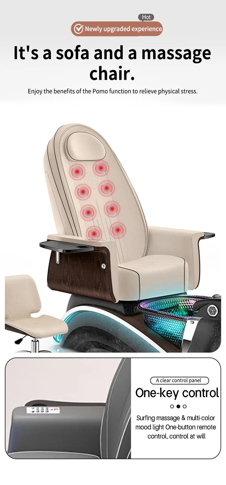 Luxury Salon Furniture Remote Control Adjustable Chaise Pedicure ...
