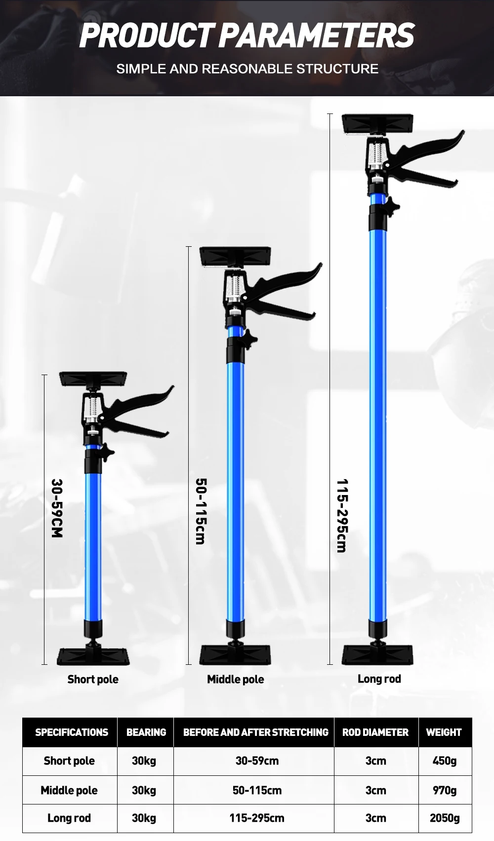 For Construction Wholesale Adjustable Telescopic 30kg Support Pole ...