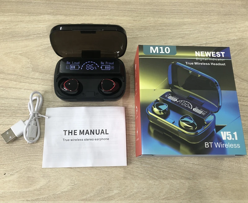 M10 Tws 5.1 Headphone Wireless Earphone Touch Control Waterproof Sport ...