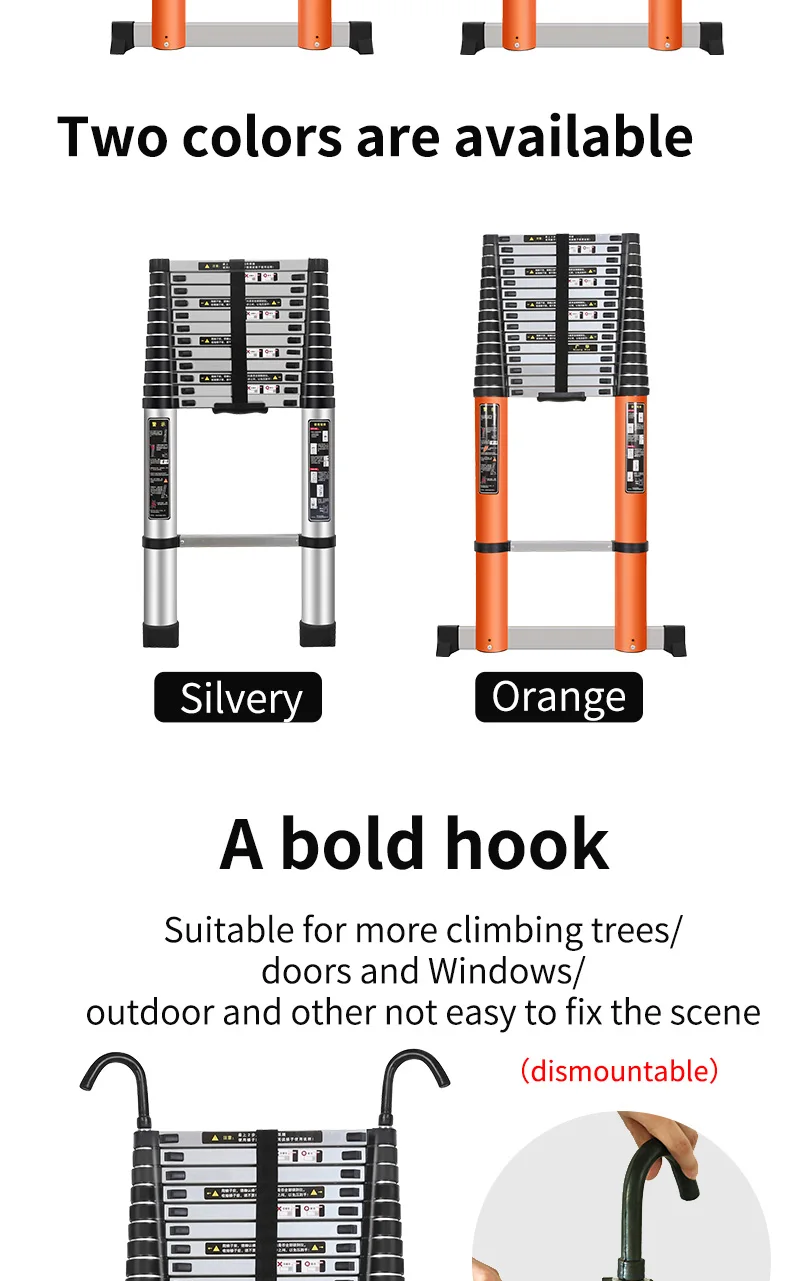 3.8m Telescopic Retractable Ladders Modern Machinery Machine Aluminum ...