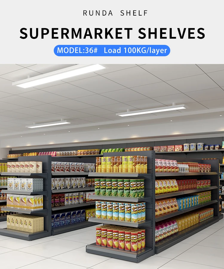 Heavy Duty Supermarket Rack with Display Shelf on Both Sides for Large ...