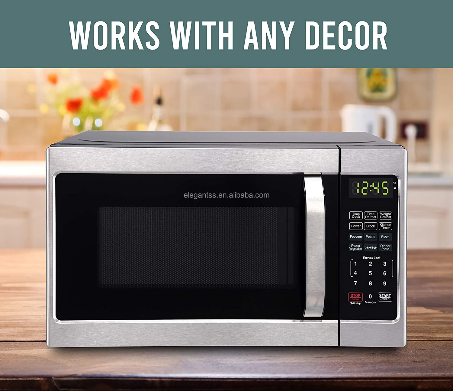 120V, 1000W Microwave with Push Button Controls - Wanhui