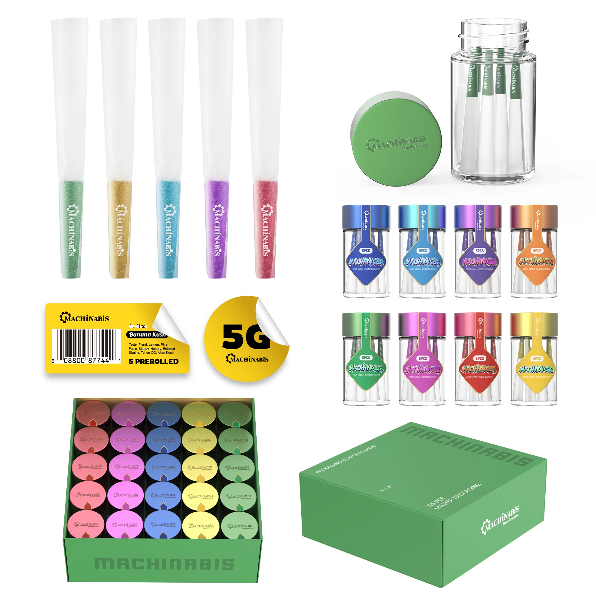 Baby Jeeter 70mm 5 Pack Empty Pre Rolled Cones In Jars With Custom ...