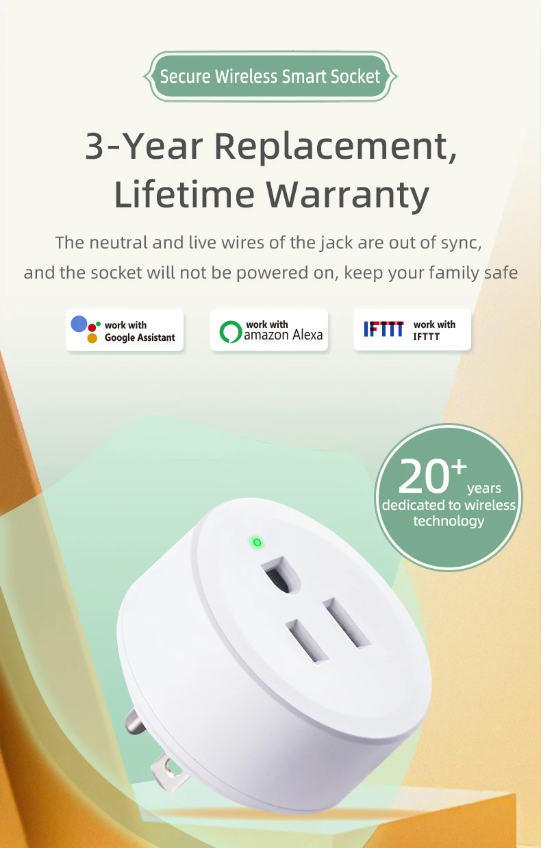 UL Certified 1500W 15A US Plug 100-300FT Wireless Range Smart 2.4G WiFi ...