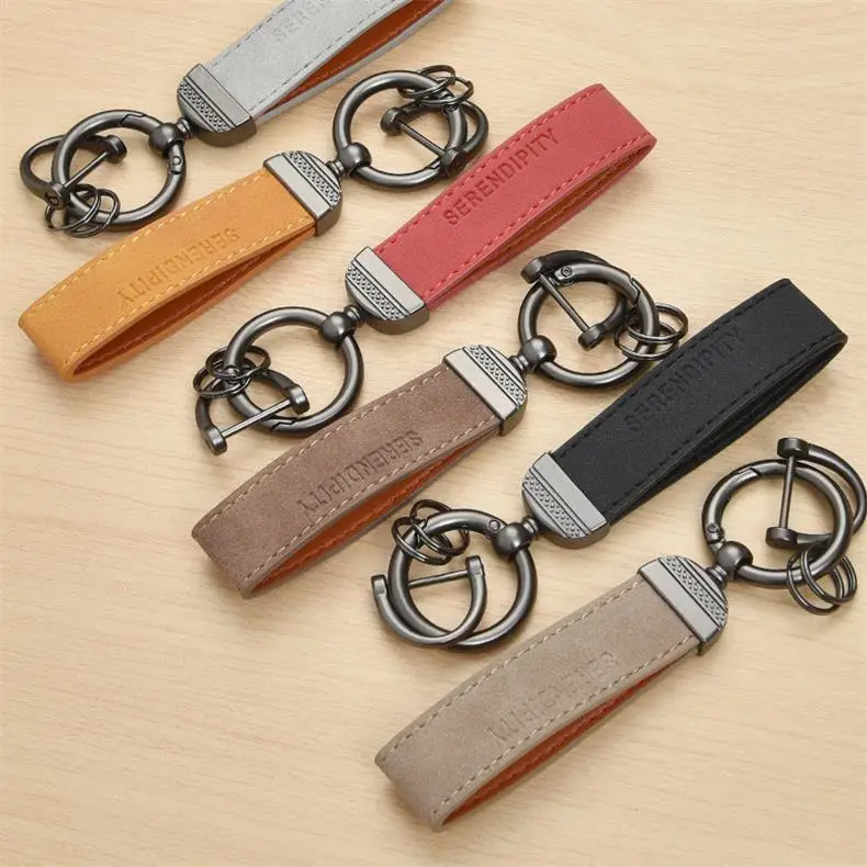 Customized Embossed Logo Suede Keychain - High Grade