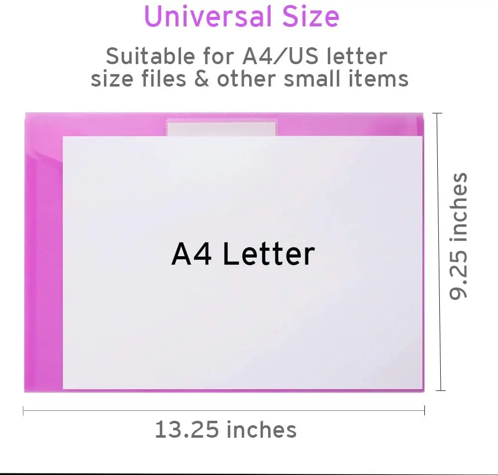 Bview Art A4 Size Plastic Clear File Envelopes Document Folders With ...