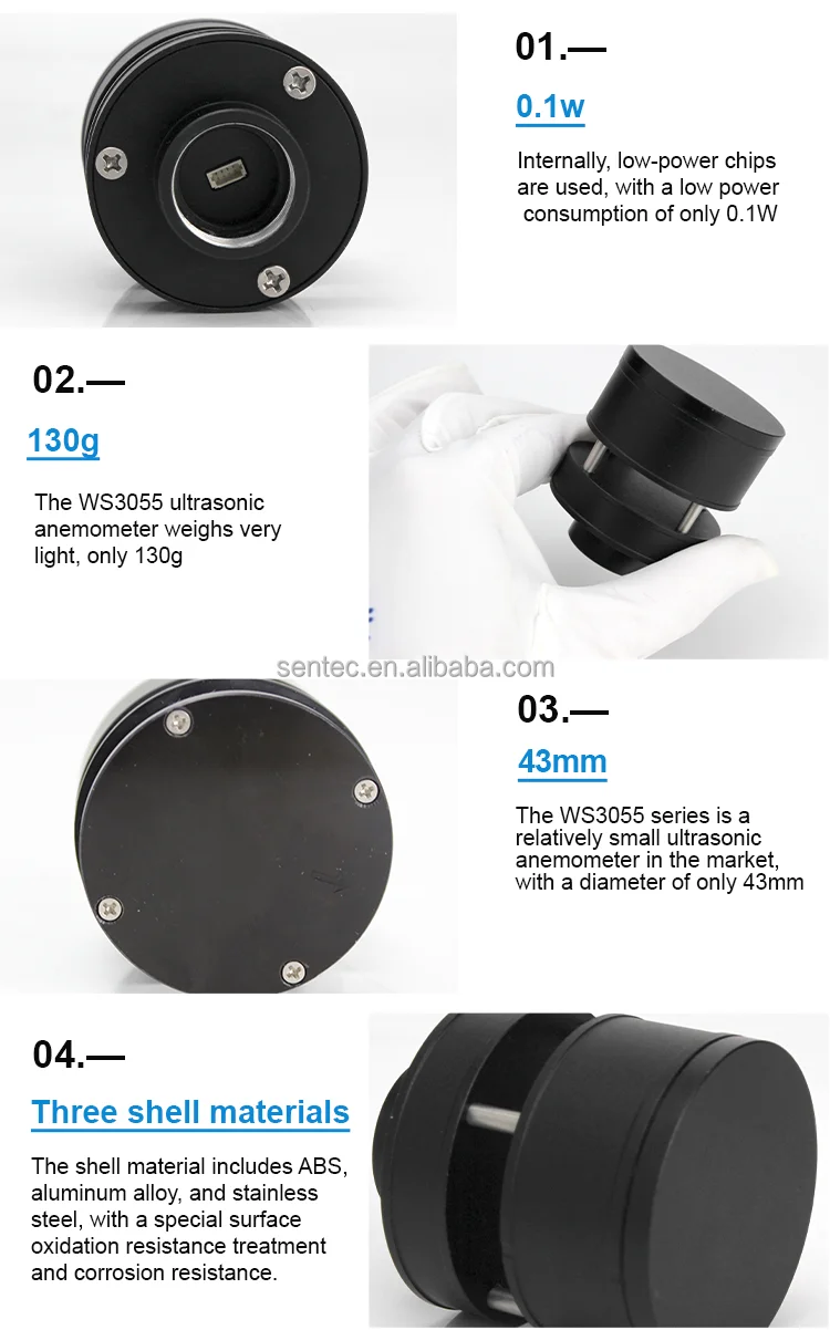 Rs485 Mini Uav Ultrasonic Anemometer Wind Speed Meter For Environmental ...