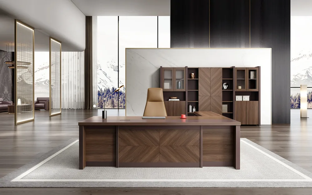 L Shaped Manager Office Desk Commercial L Shape Desk With Mobile Side ...