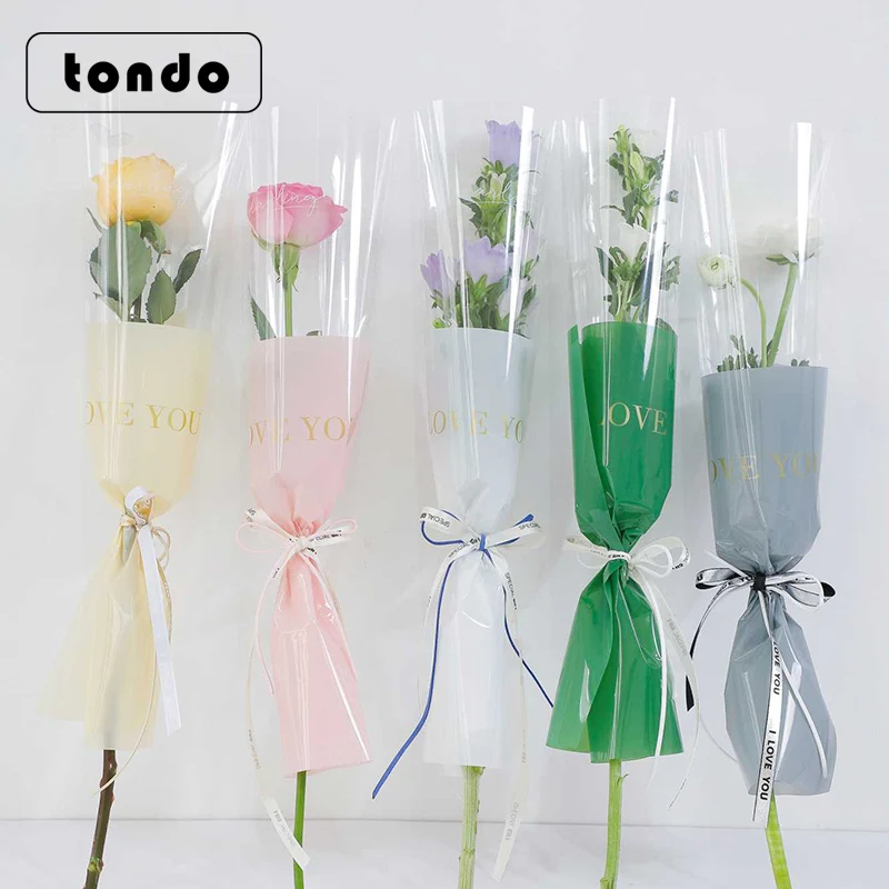 Tondo Translucent Wrapping Paper Single Flower Bouquet Packaging ...