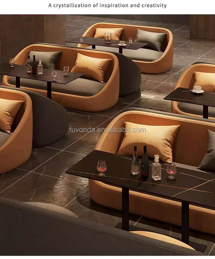 Modern Luxury Commercial Furniture Sectional Sofa Cafe Wood Restaurant ...