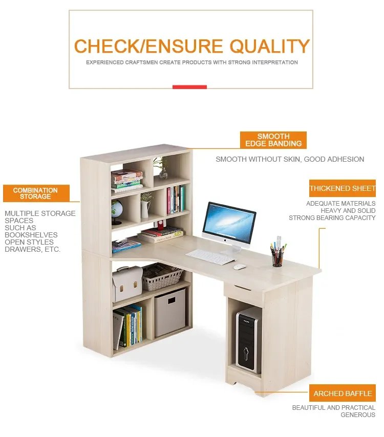 Corner Desk Bookshelf Combination Integrated Computer Desk Bookcase ...