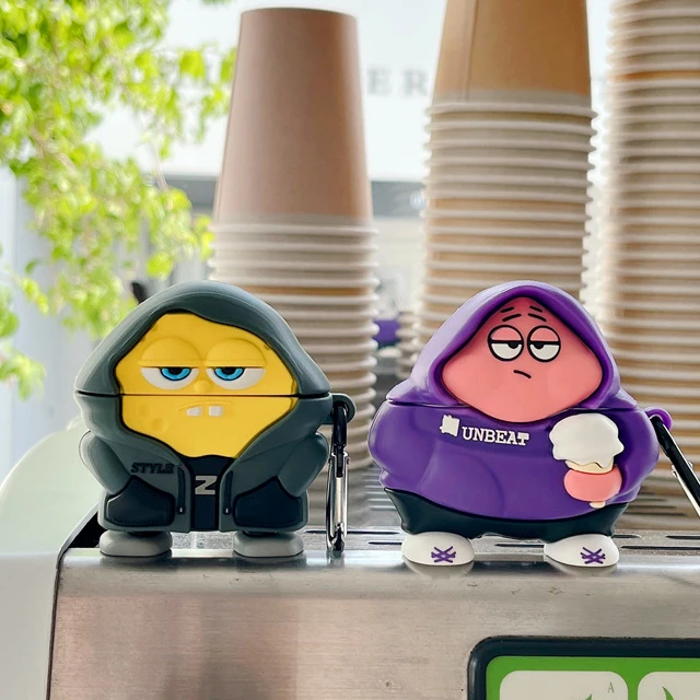 Kawaii SpongeBob Patrick Star Cartoon 3D Anime headset Case for Apple ...