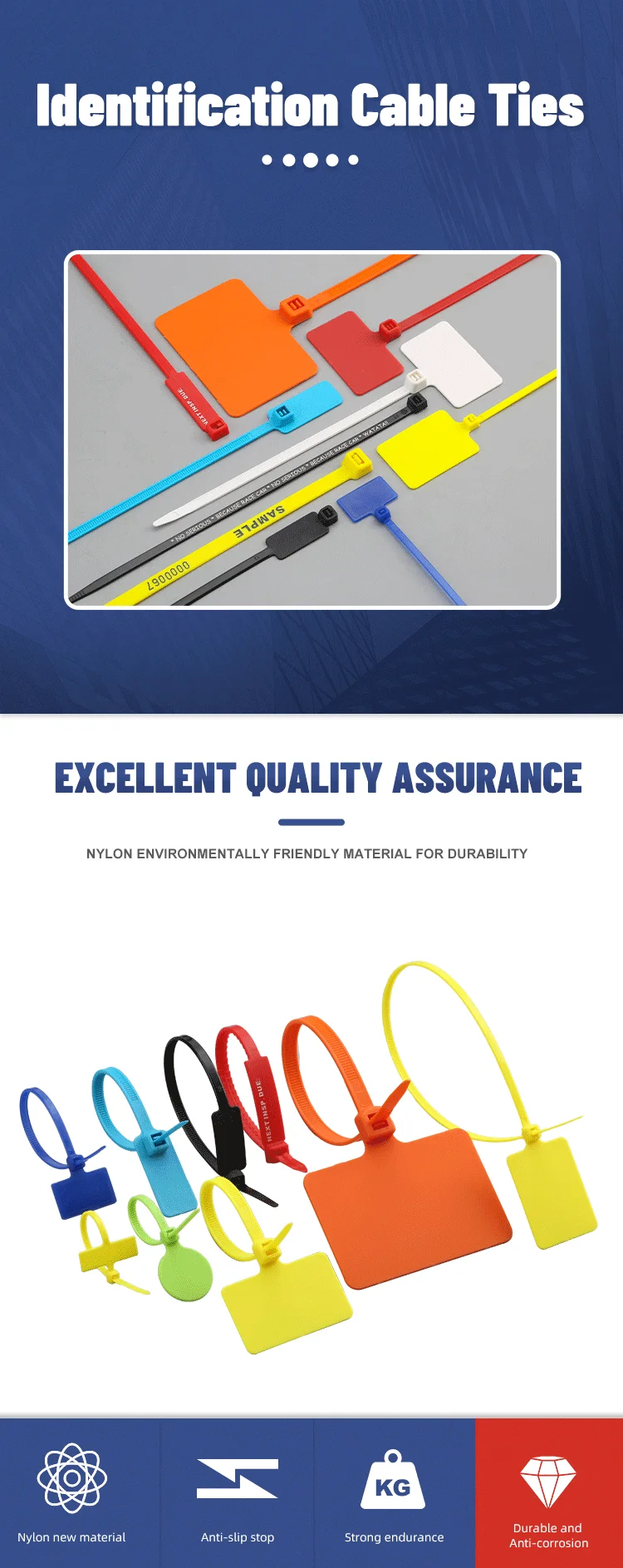 Customize Multicolor Cable Ties for Inspection & Labeling