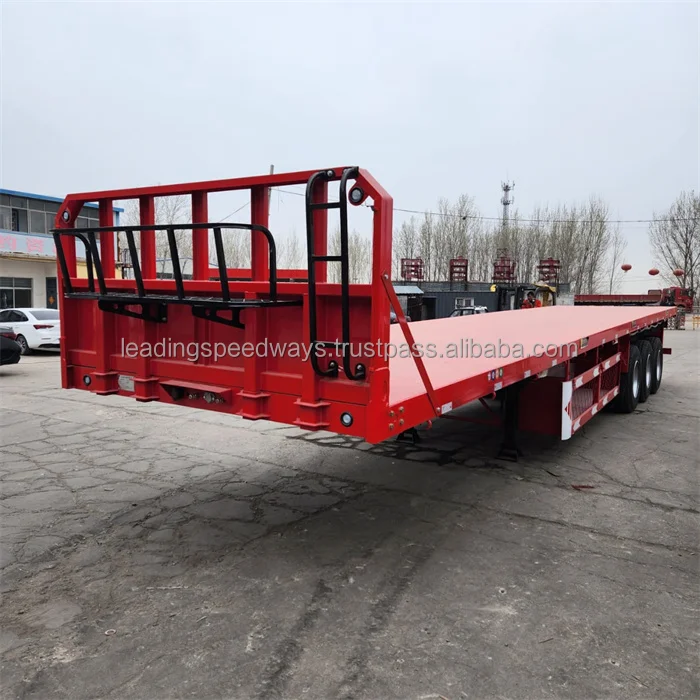 Brand New Flatbed Semi Trailer 70ton 3axles Pan Trailer Container Semi ...