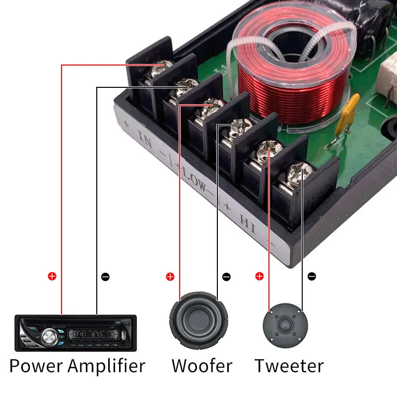 Car Audio 2 Way Passive Speaker Treble Bass Frequency Divider Crossover ...