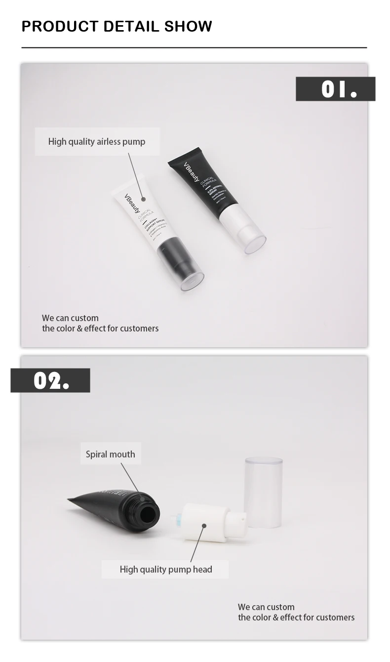 Customizable Logo Tubes - 30ml Luxury Plastic Airless Tubes