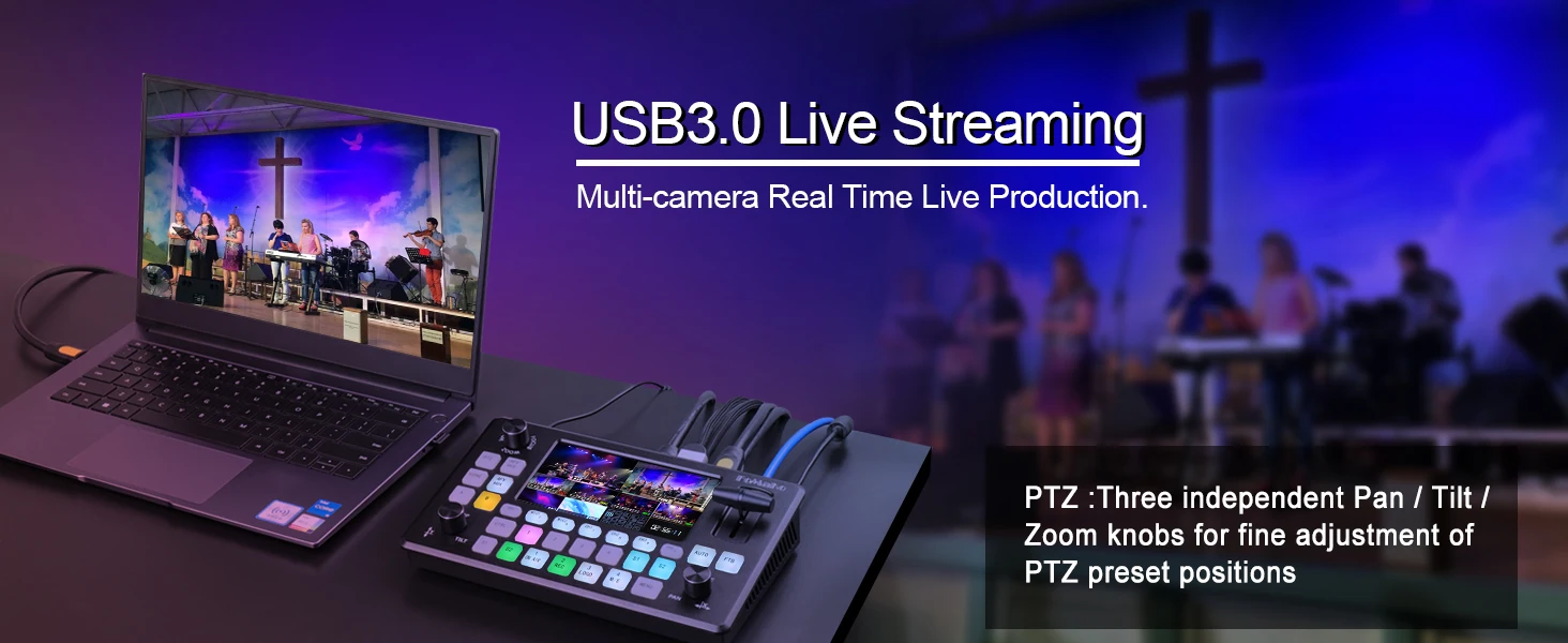 Video Switcher with PTZ Control - Live Streaming Mixer