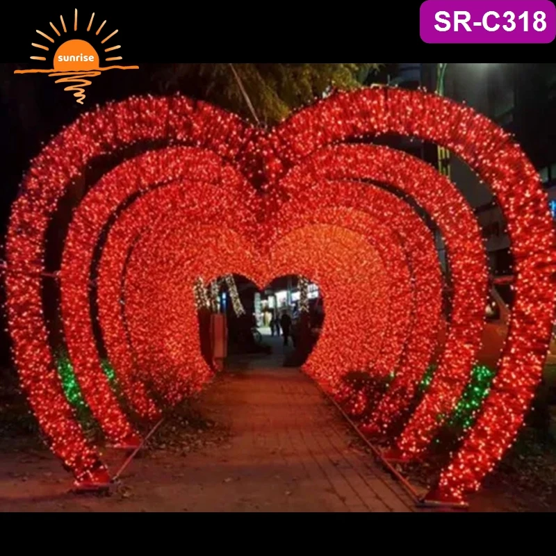 Outdoor Giant Lighting Tunnel - 3D Heart-Shaped LED Christmas ...