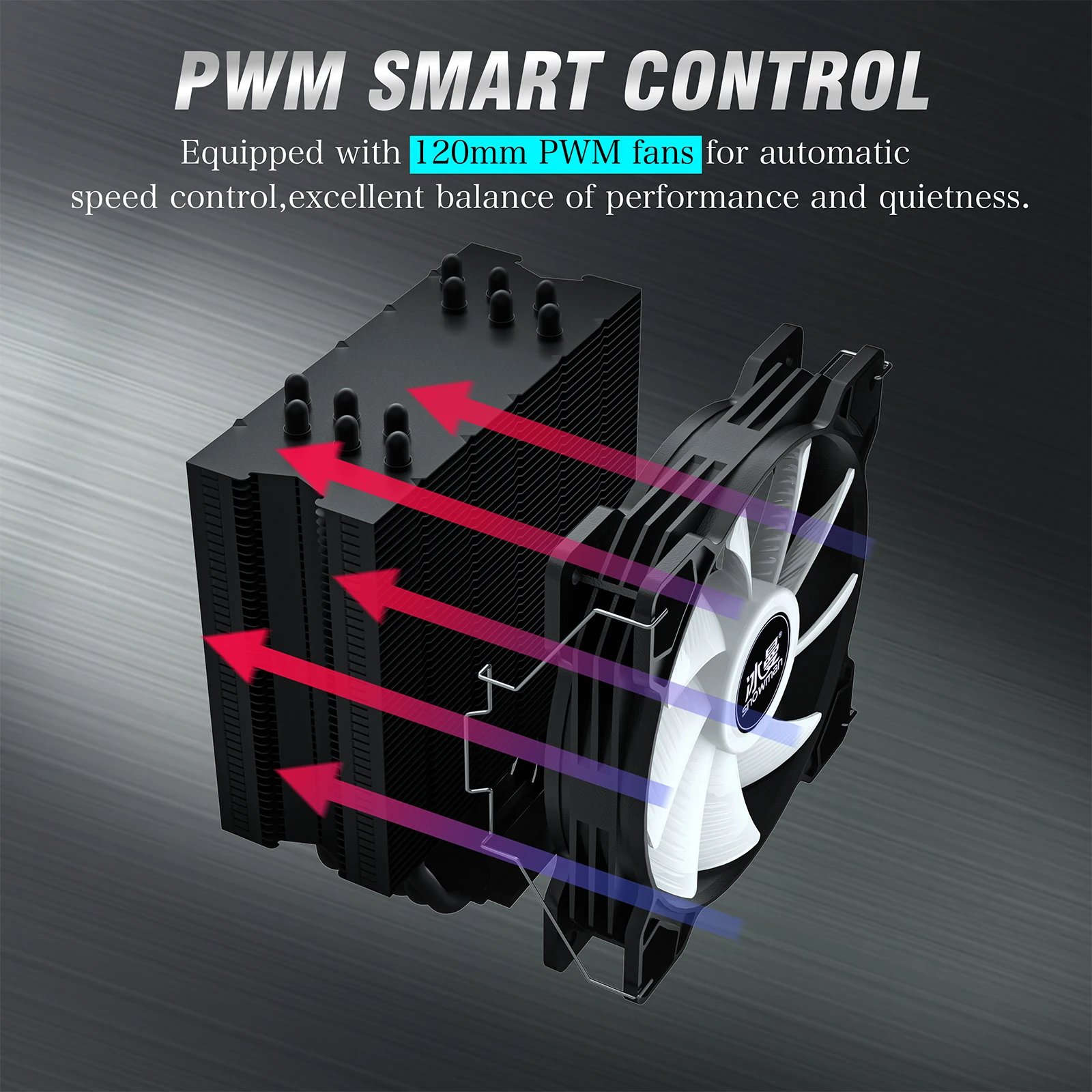 Snowman 6 Heat Pipe RGB CPU Cooler 4 Pin PWM Computer Super Quiet CPU ...