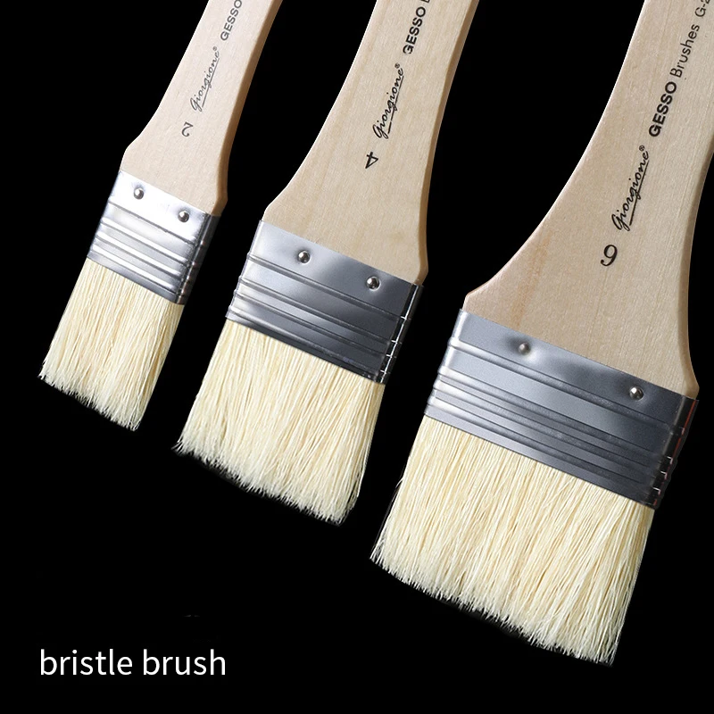 Artist Board Brush Set Bristle Paint Row Brush Wood Handle Flat Nylon ...