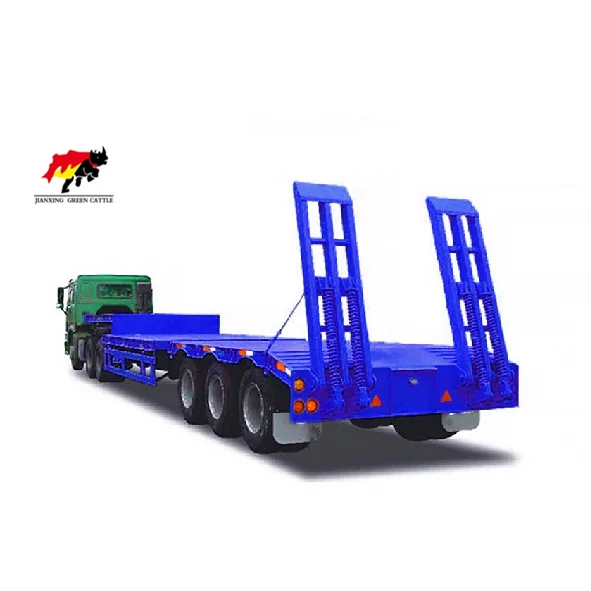 High Quality 3 Axles Lowboy Trailers 60ton Low Bed Trailer 45ft Lowbed ...
