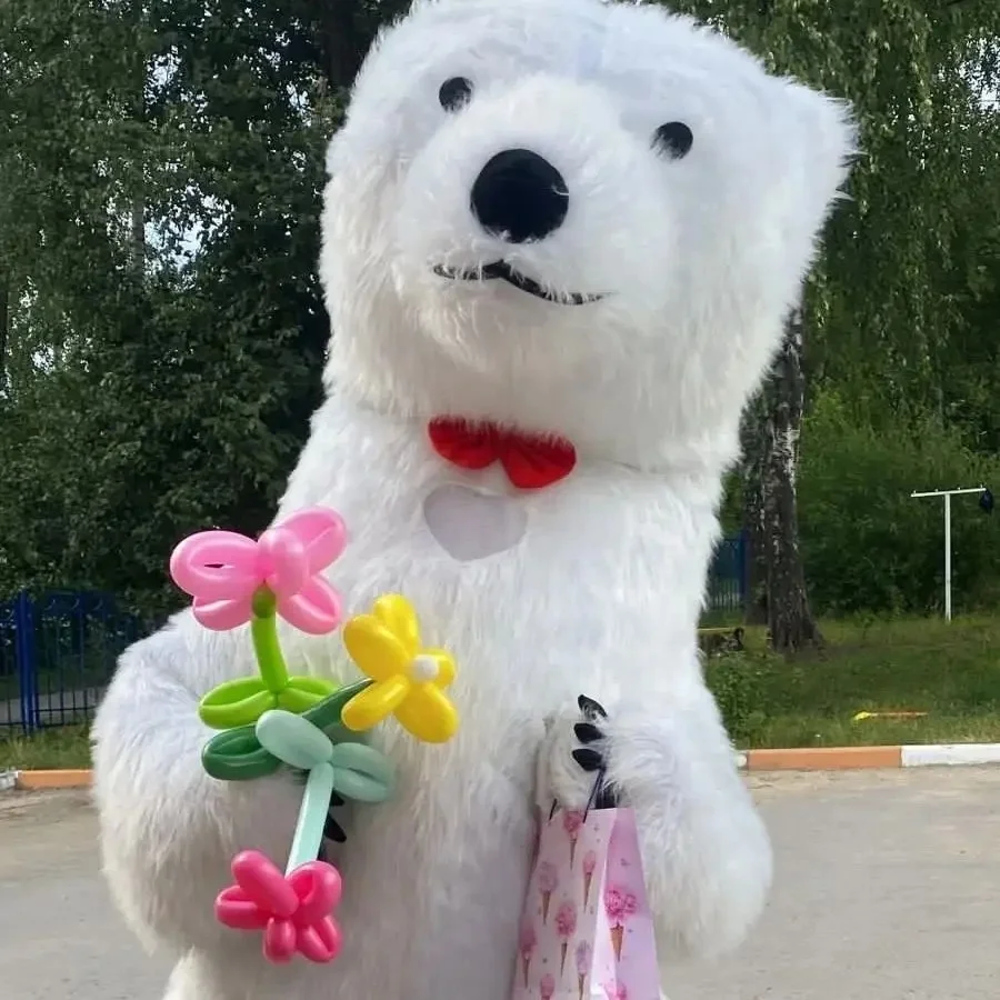 Giant Inflatable Polar Bear Costume Fursuit Adult Fur Plush Blow up ...