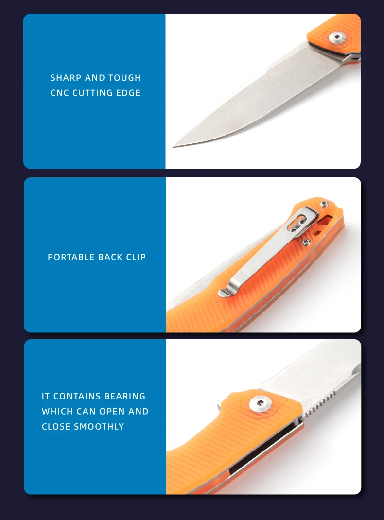 PRECISION Multitool Orange G10 Handle Tactical Camping Knife