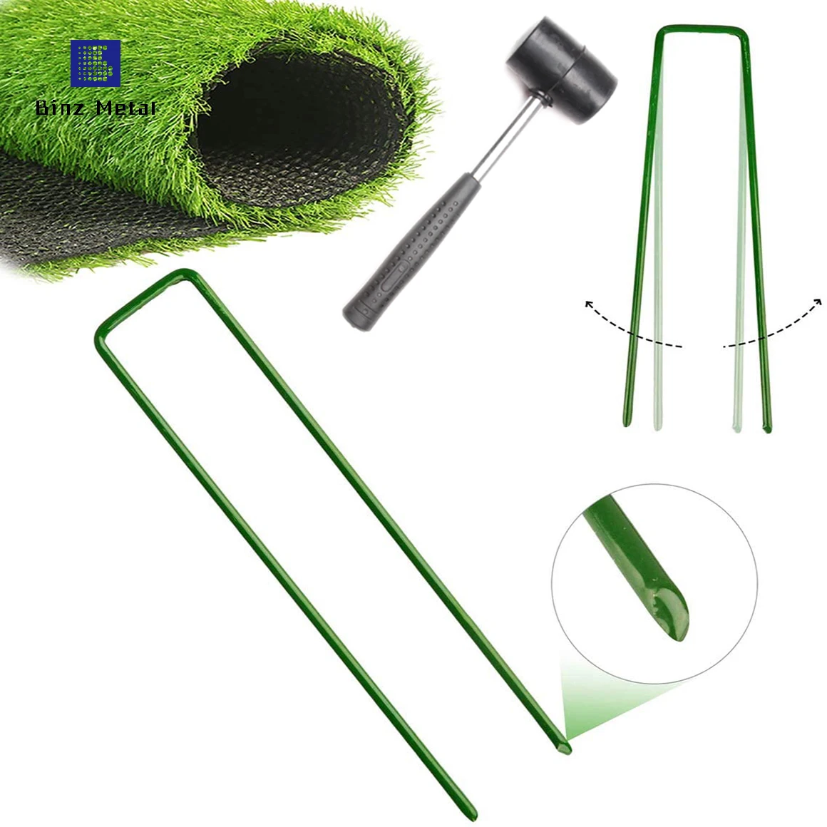 U Shaped Galvanized Garden Edging Pegs Landscape Staples Stakes Pins ...