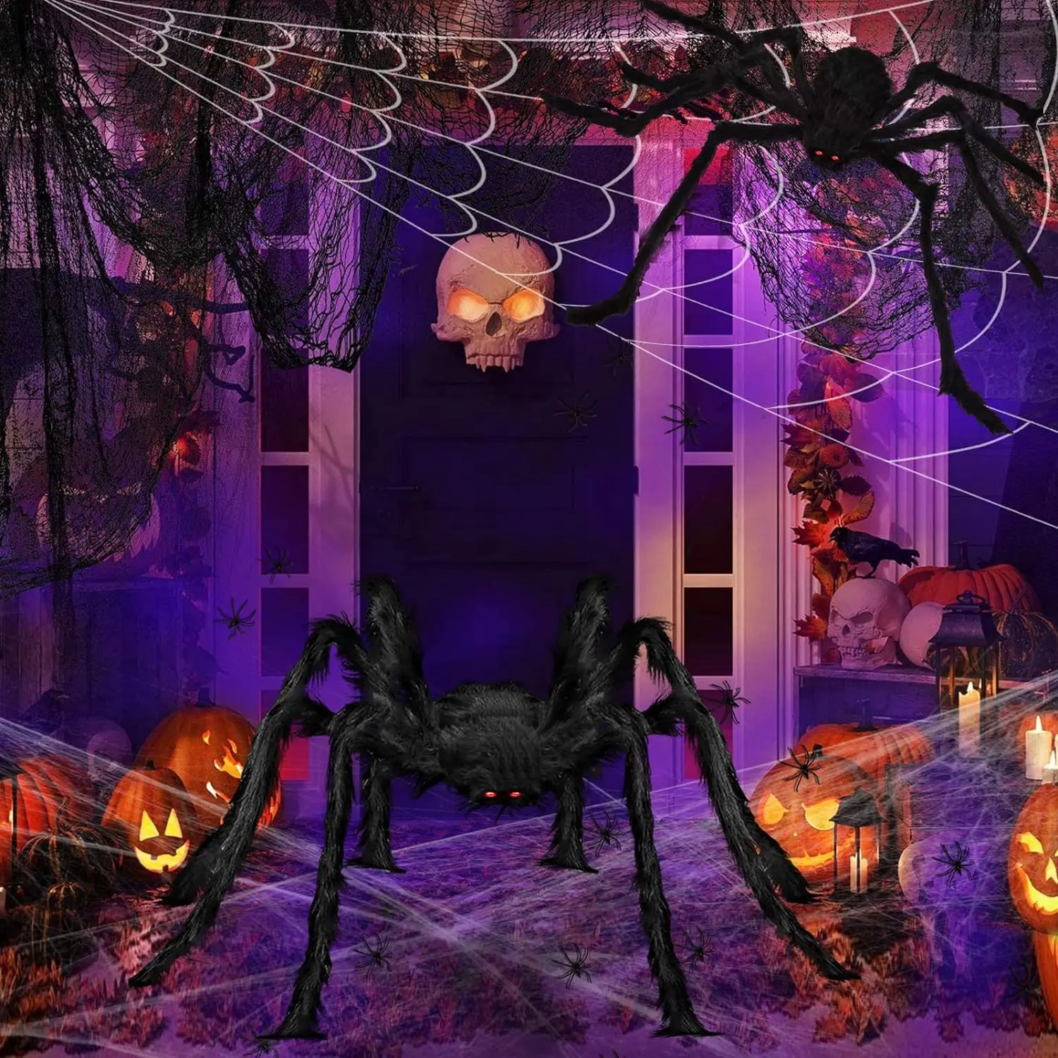 Outdoor Decorations Scary Spiders 200 Inches Spider Webs Halloween ...