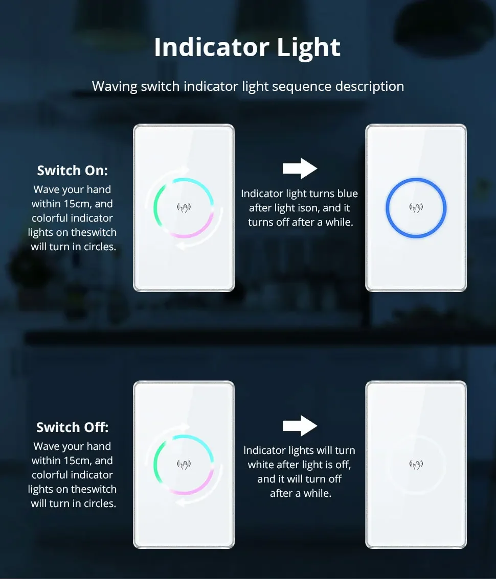 Zemismart Zigbee Smart Infrared Sensor Wave Switch Us Wall Light ...